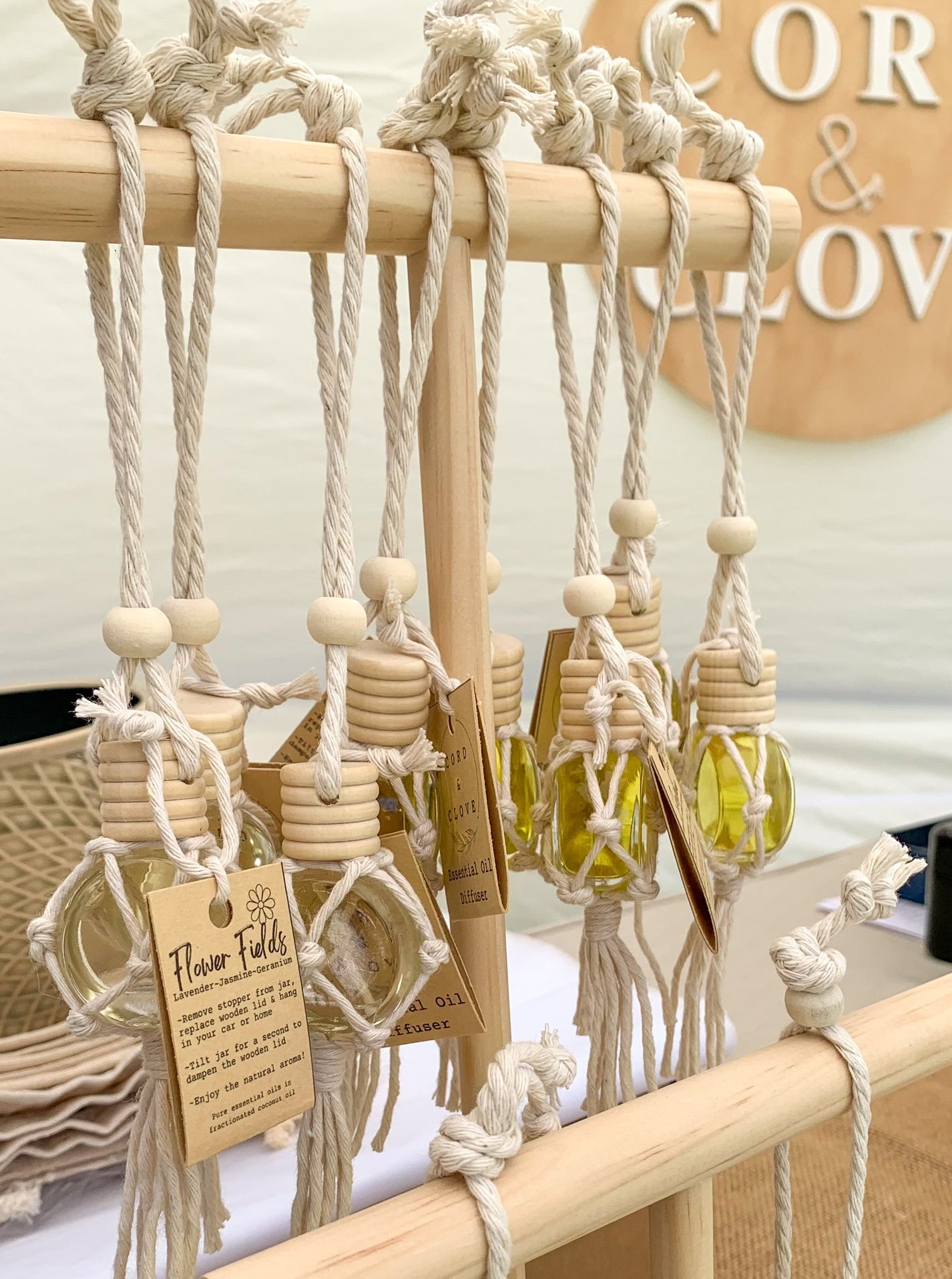 Macrame Wrapped Essential Oil Car Diffuser – Cord & Clove