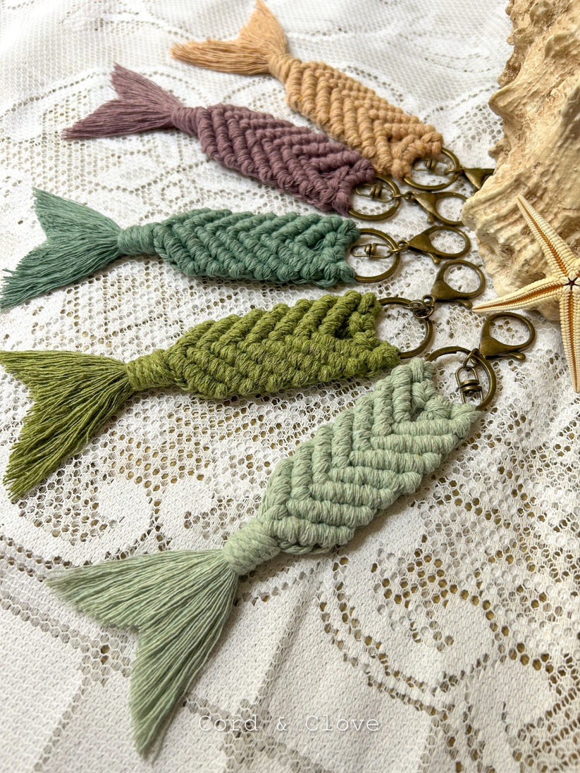 Mermaid Macrame Keychain – Cord & Clove